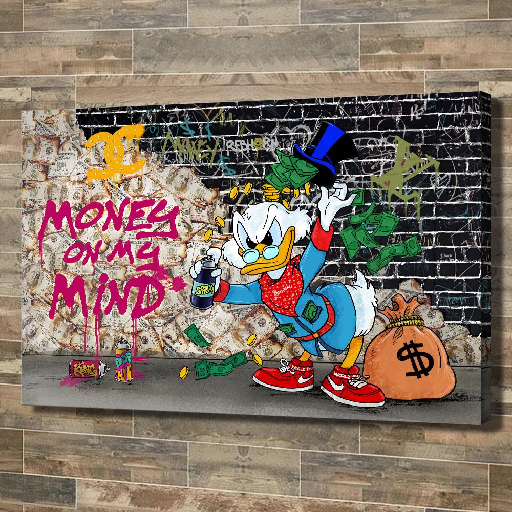 Money On My Mind Motivational Canvas Wall Art – REBHORN DESIGN