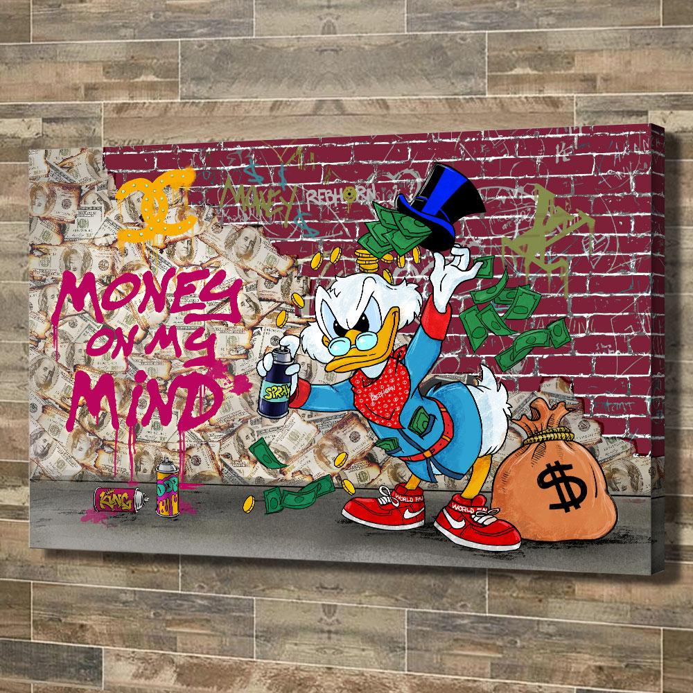 Money On My Mind Motivational Canvas Wall Art – REBHORN DESIGN